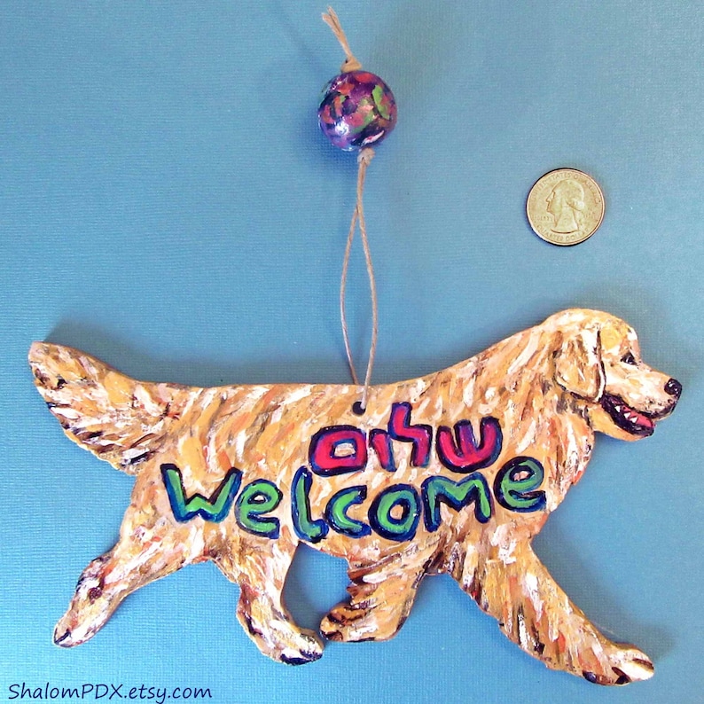 Golden Retriever Welcome Shalom Sign Dog Lover Home Hebrew - Etsy