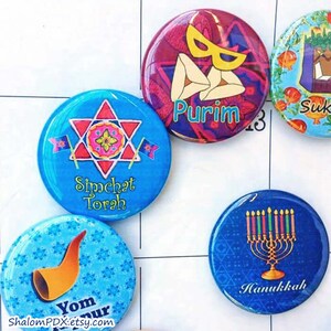 Jewish Holidays Calendar 1.5" Magnet Set, Pinback Buttons, Passover ...