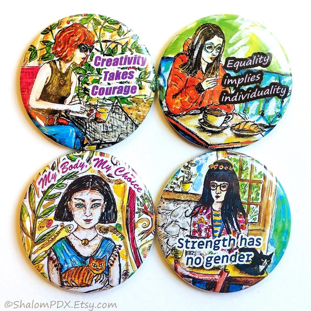 Social Justice Buttons & Magnets | 2.25" Pins | Feminist Art | Equality ...