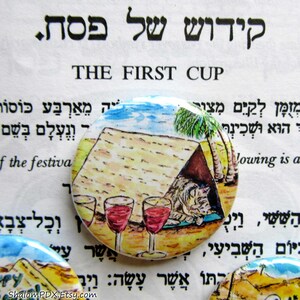 Passover Gift, Funny Jewish Magnets, Pesach Plate, Whimsical Cat ...