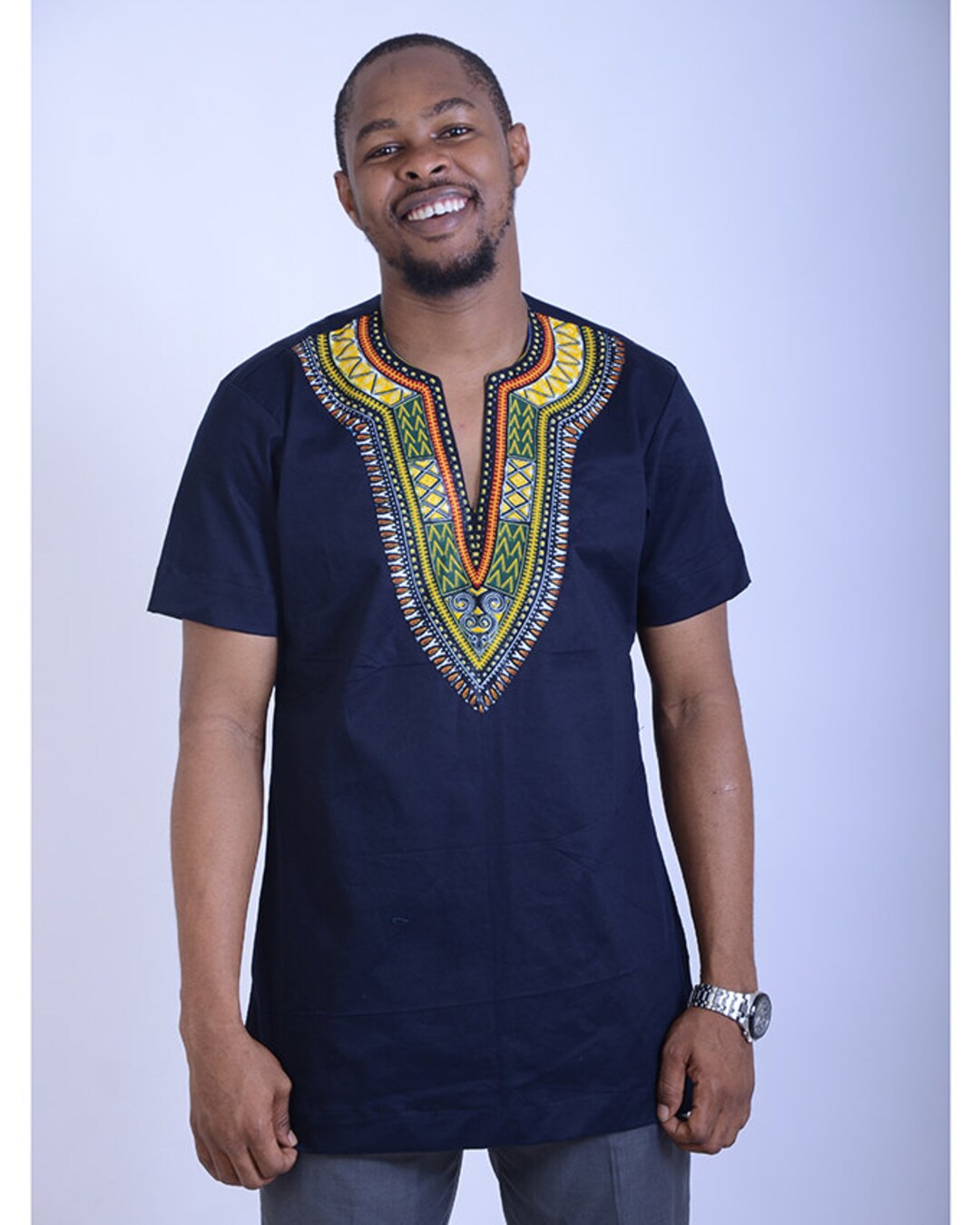 Doumba Dashiki African Traditional Shirt Attire - Navy - Etsy