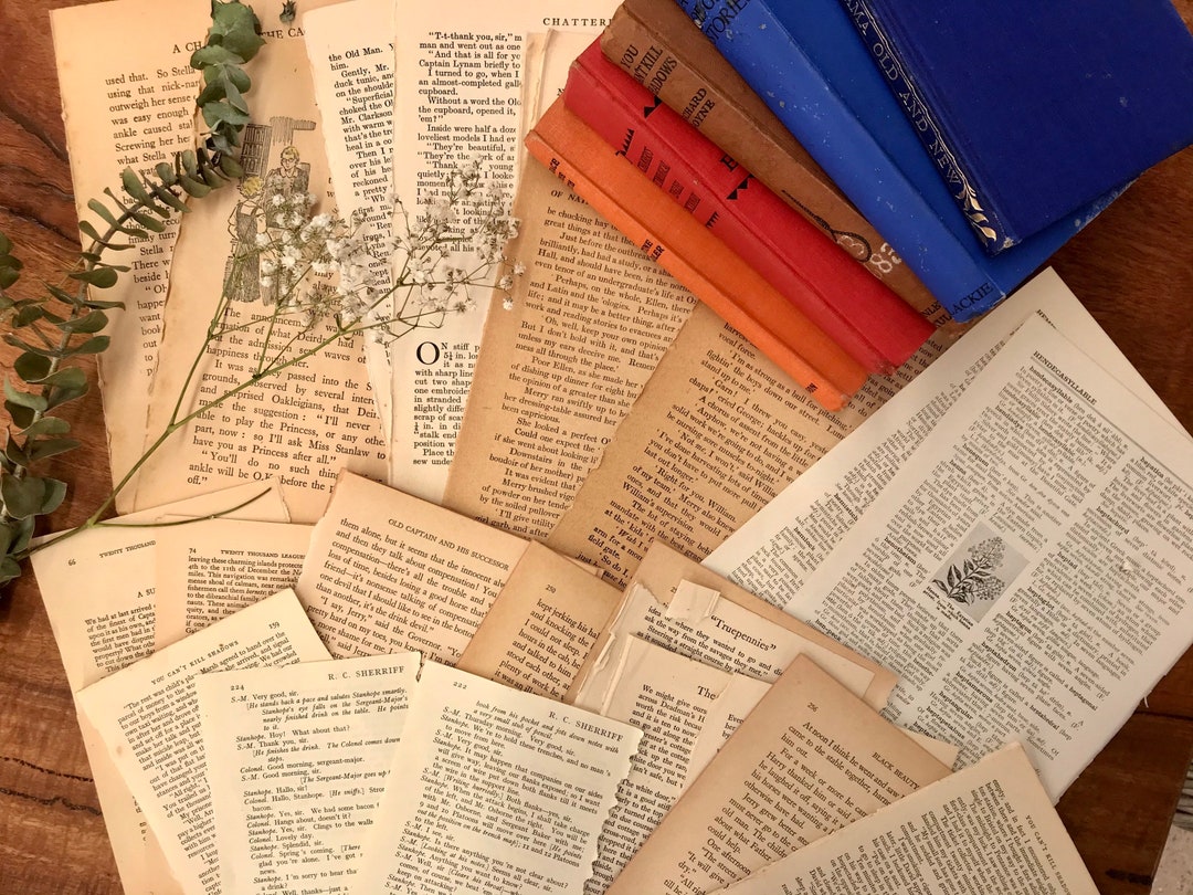 50+ Old Book Pages Distressed Scrapbooking Paper Pack | Vintage Antique ...