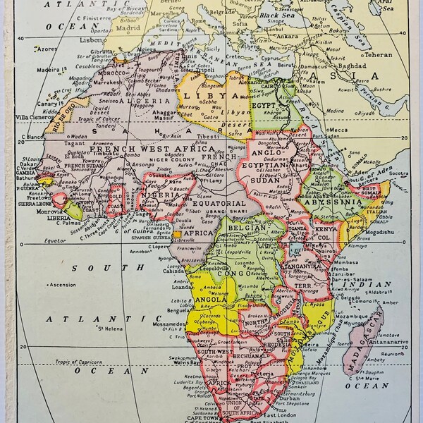 Antique Africa Map - Etsy