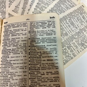 Antique MINI German to English Dictionary Old Book Pages Ephemera Pack ...