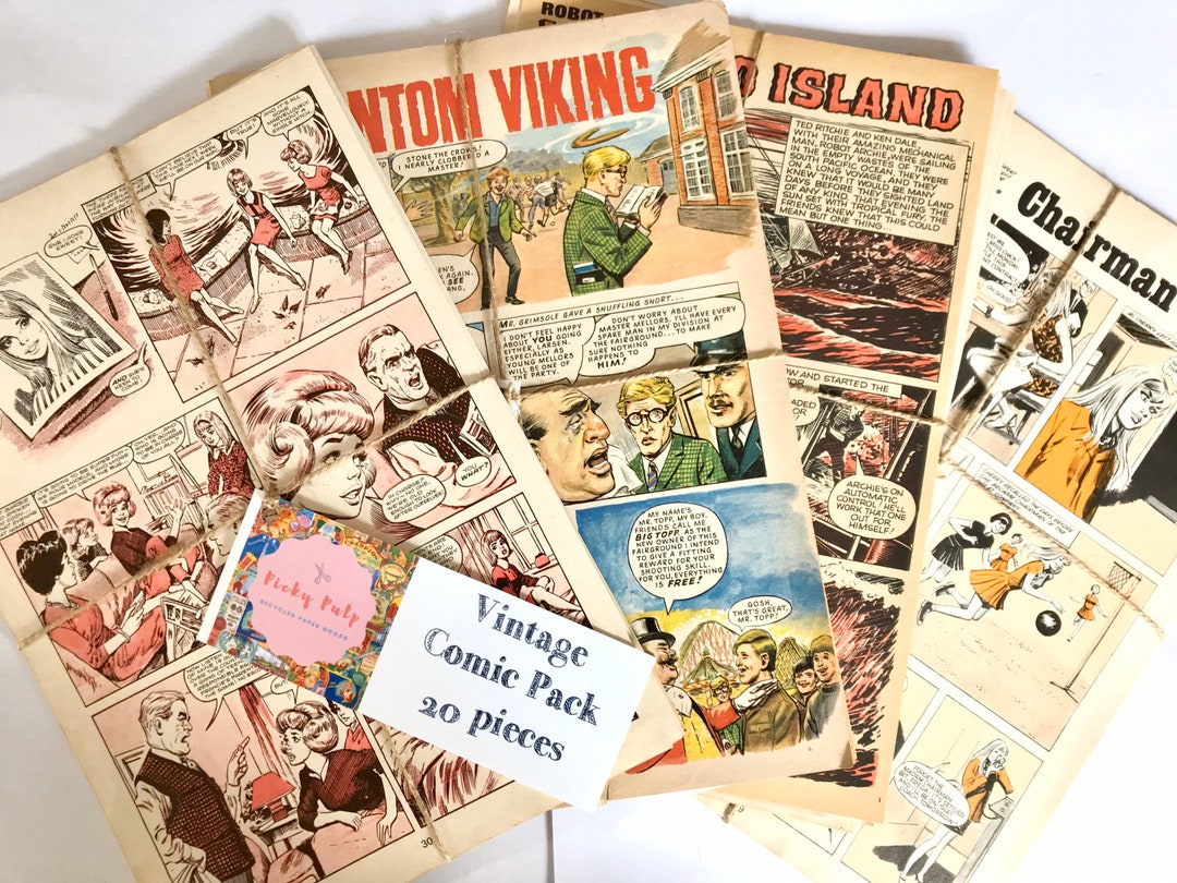 Vintage Comic Pages Ephemera Pack | Junk Journal Kit | Ephemera ...
