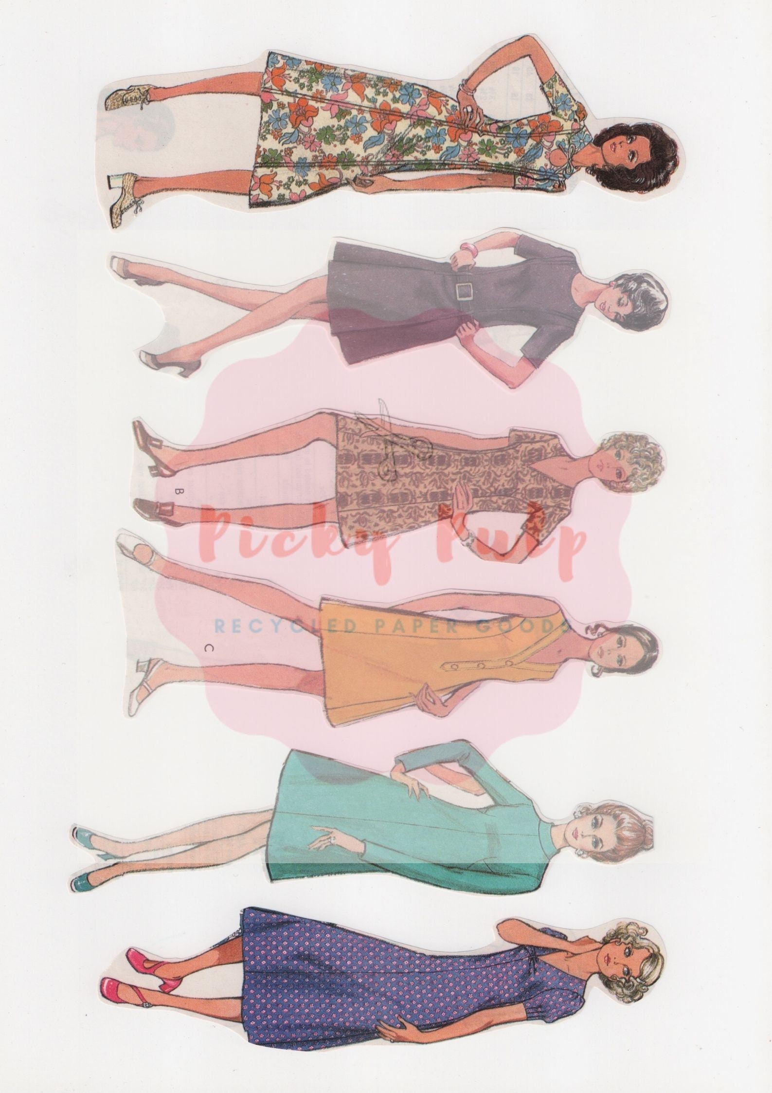 PRINTABLE Vintage Fashion Sewing Pattern Model Digital Collage - Etsy