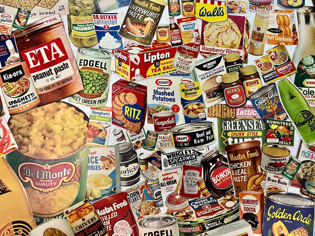 RETRO FOOD Collage Fussy Cuts | Original Ephemera Collage Pack, Retro ...