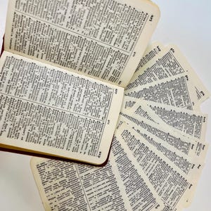 Antique MINI German to English Dictionary Old Book Pages Ephemera Pack ...