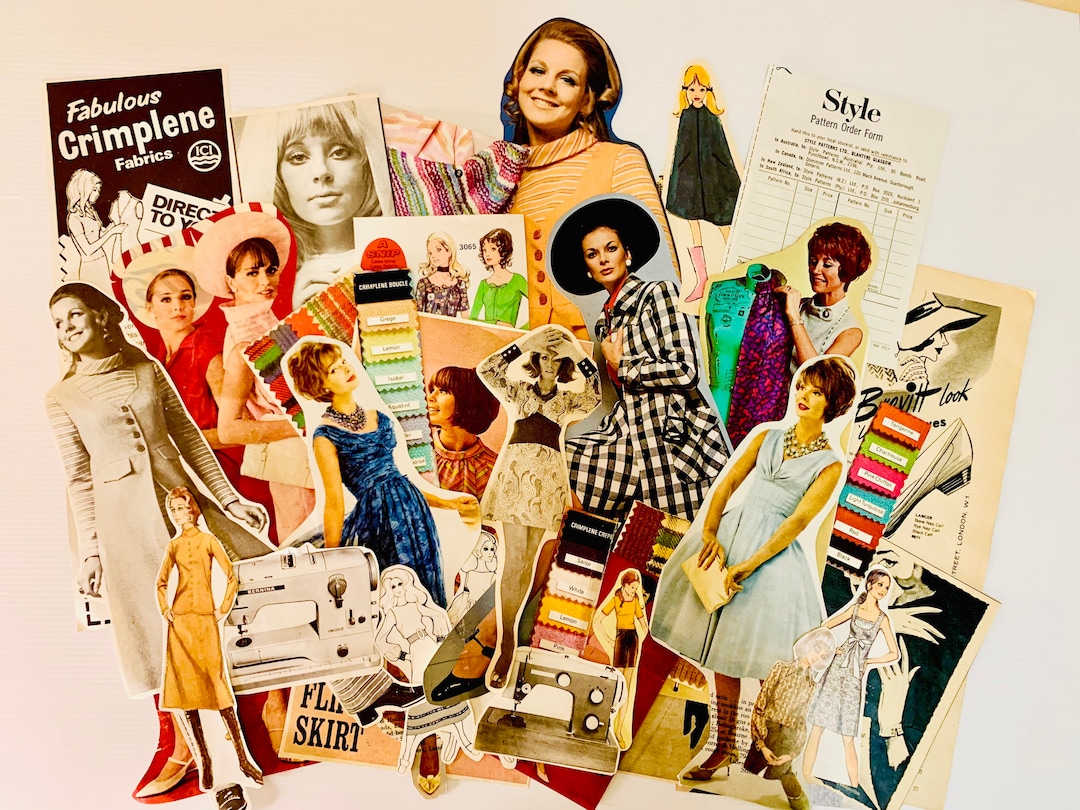 Vintage Fashion Ephemera Pack: 50s-70s Sewing Ads, Collage Kit - Etsy