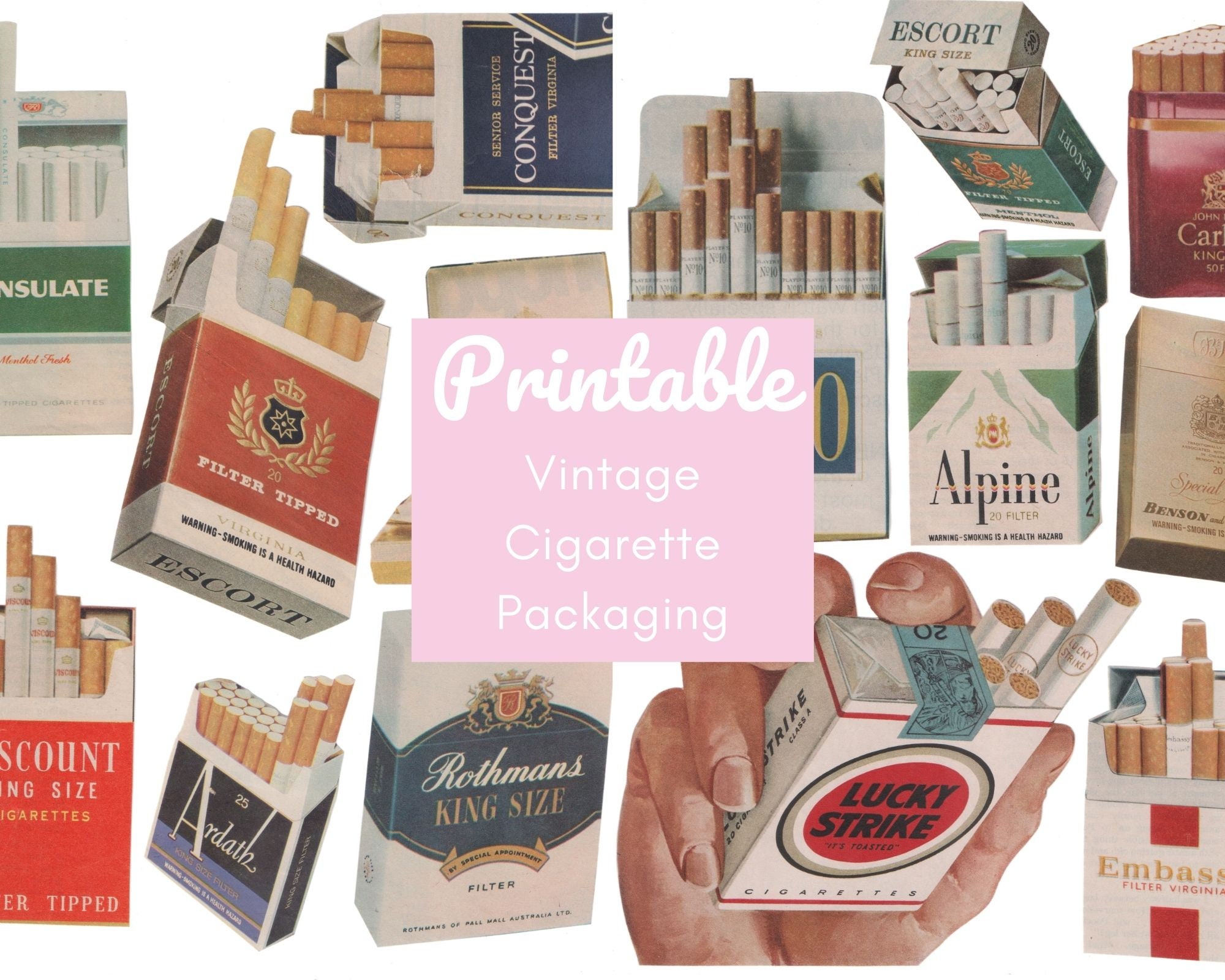 Vintage Cigarette Advertising Printable Packaging Digital - Etsy