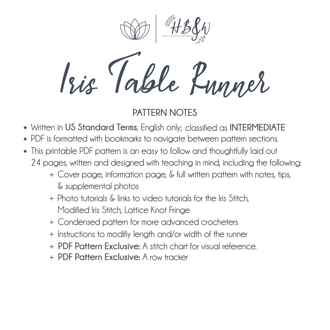 Iris Table Runner | PDF Pattern Crochet | Intermediate Level - Etsy