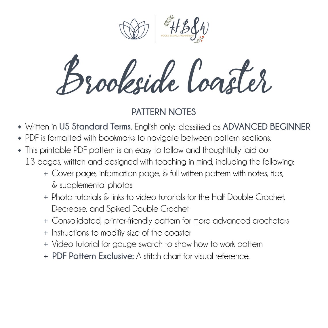 Brookside Coaster Crochet Pattern | PDF Pattern | Advanced Beginner ...