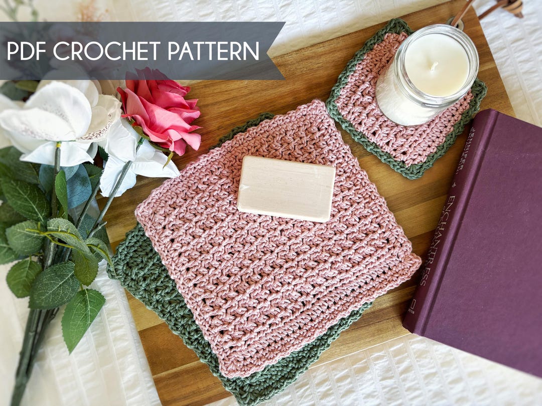 Edith Coaster and Washcloth PDF Pattern, Easy Crochet, Beginner Crochet ...