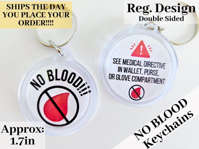 JW No Blood - JW Medical Directive - Keychain - Etsy
