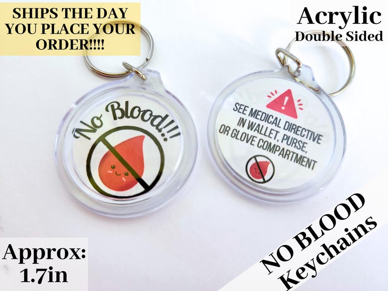 JW No Blood - JW Medical Directive - Keychain - Etsy