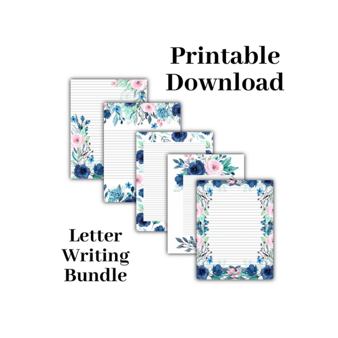 JW Printable Letter Writing Stationery - Blue Floral Letter Writing ...
