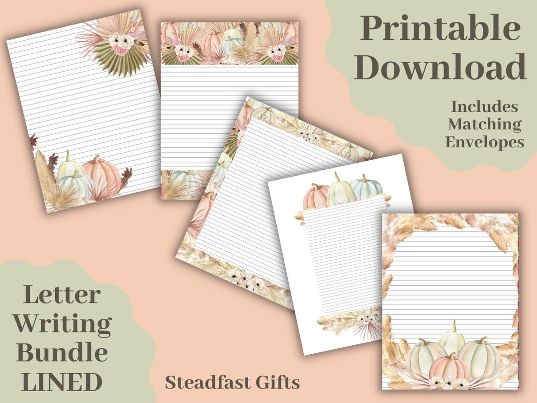 JW Printable Letter Writing Stationery - Boho Pumpkin Letter Writing ...