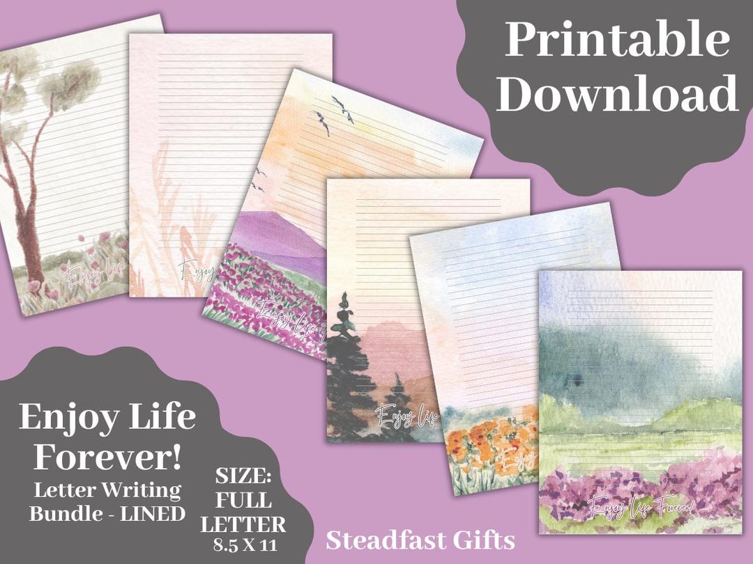 Enjoy Life Forever Scenery Full Letter Writing Sheets Lined DIGITAL ...