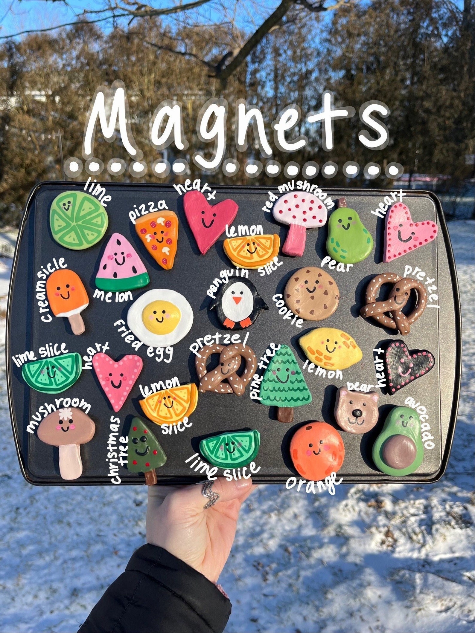 Clay Magnet, Hand-painted Clay Refrigerator Magnet, Food Magnet, Animal ...