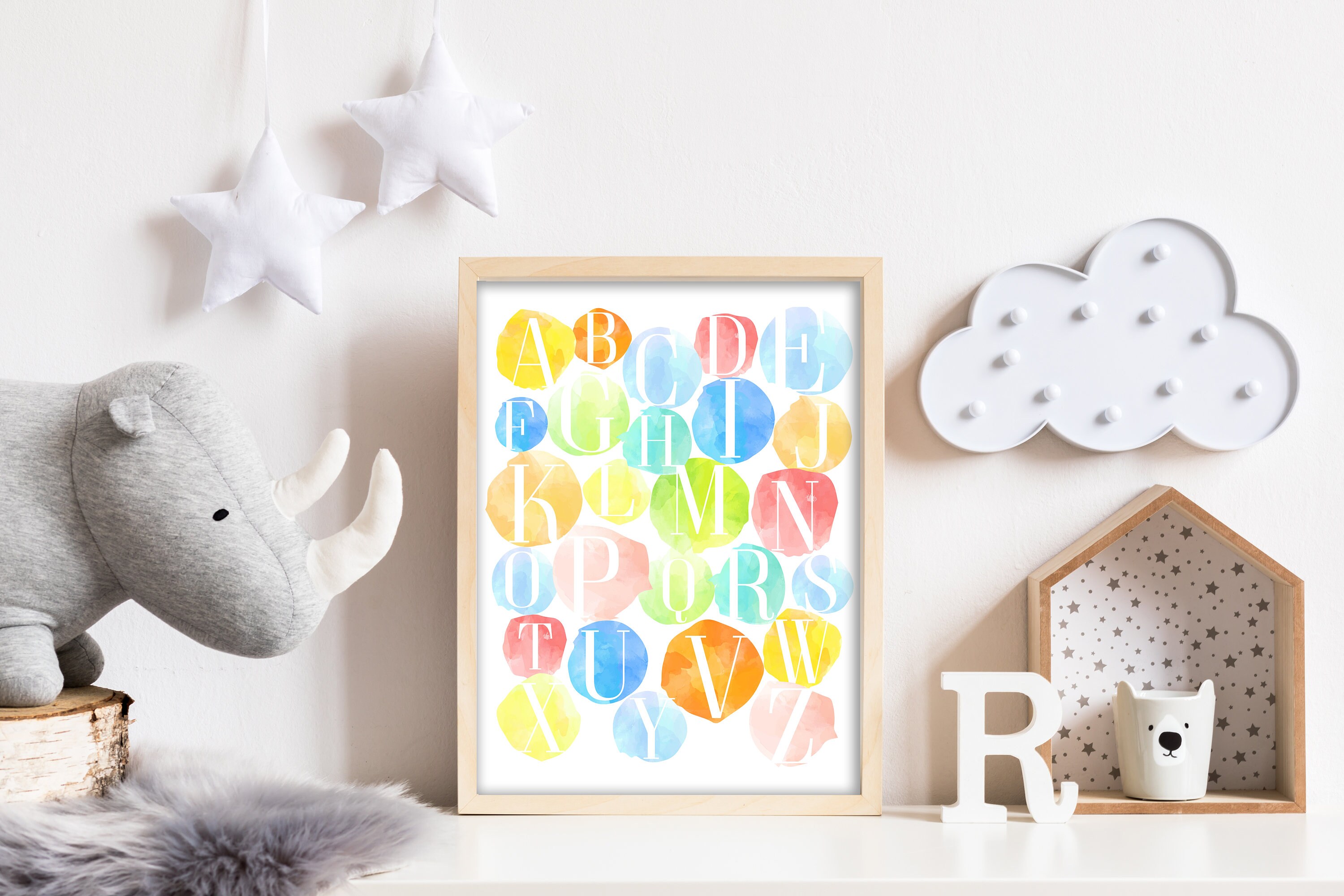 Rainbow Watercolor Alphabet Wall Art Nursery Wall Print - Etsy