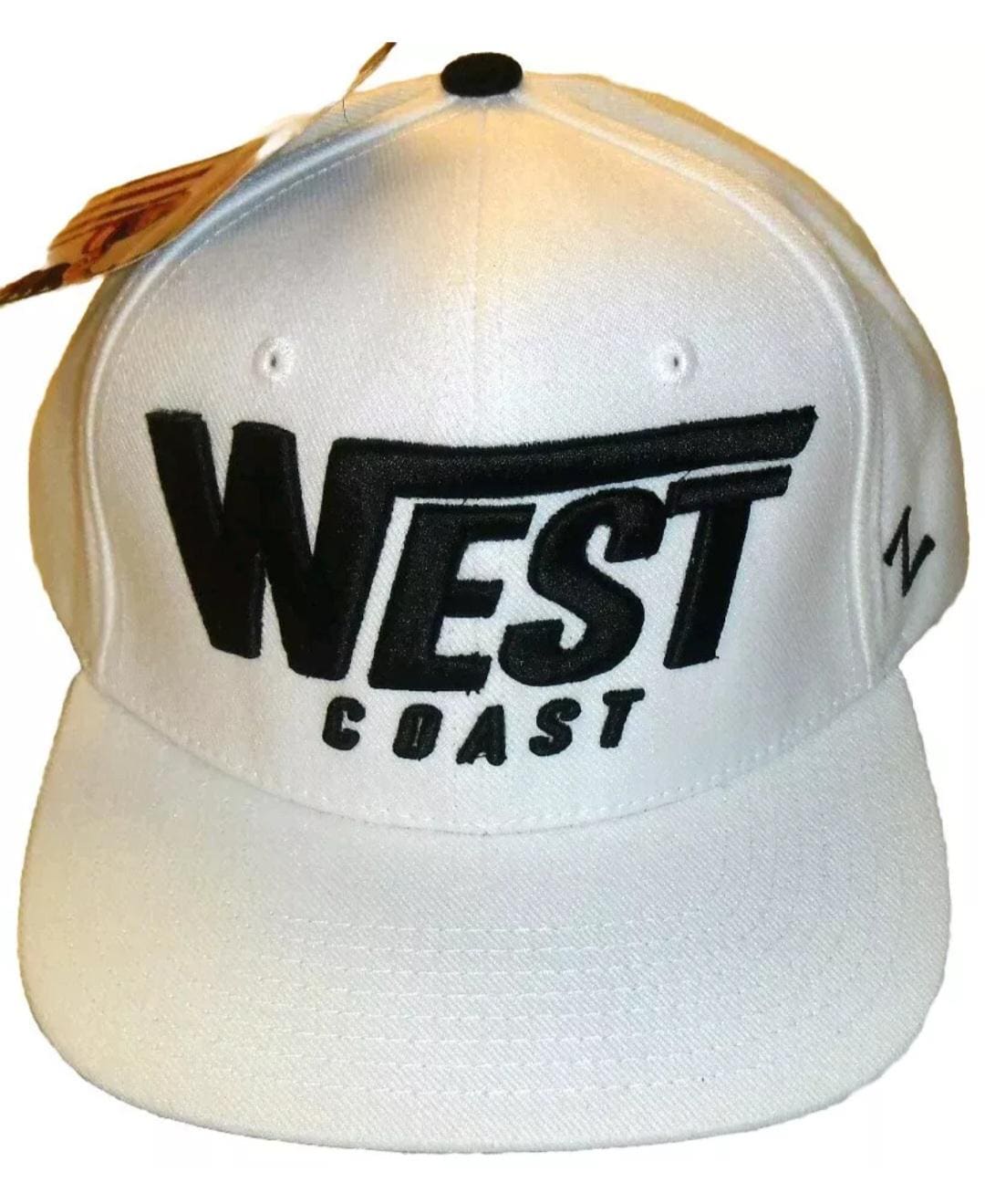 West Coast Logo Zephyr White Mens Adjustable Strapback Hat Leather ...