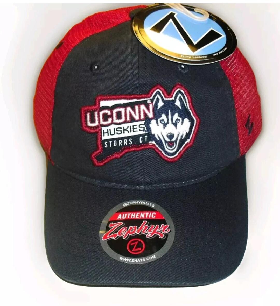 Uconn Huskies Mens Zephyr Snapback Hat Cap Trucker Mesh Sides Back New ...