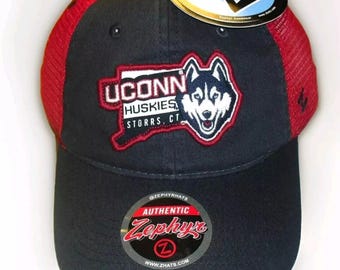 Uconn Huskies University Zephyr Mens White Fitted Hat Sz 7 1/4 New Ncaa ...