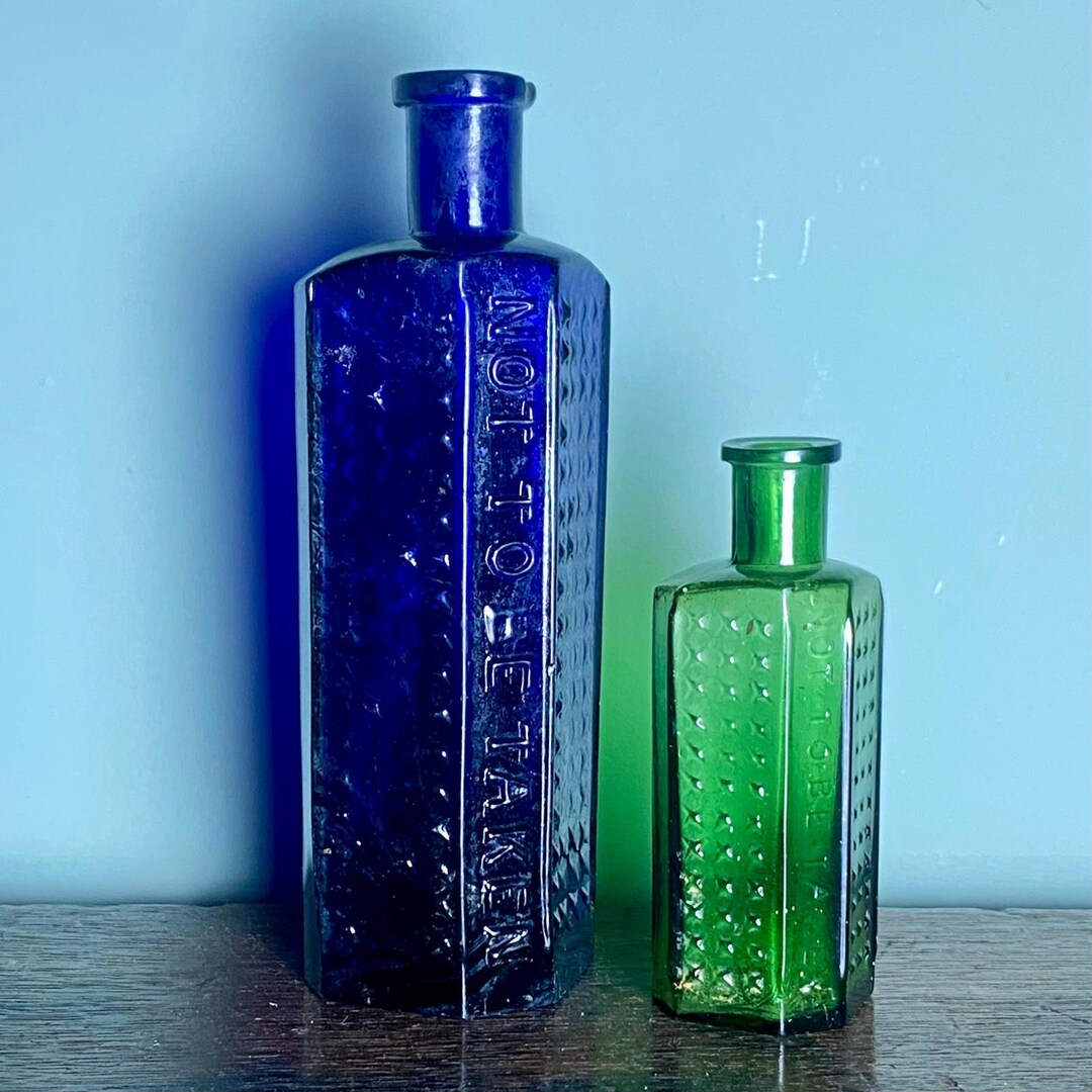 Antique Flat Back Poison Bottle, Old Glass Pharmacy or Apothecary ...