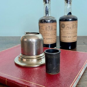 Art Deco Inkwell, Antique Desk Decor, Vintage Metal Inkpot - Etsy