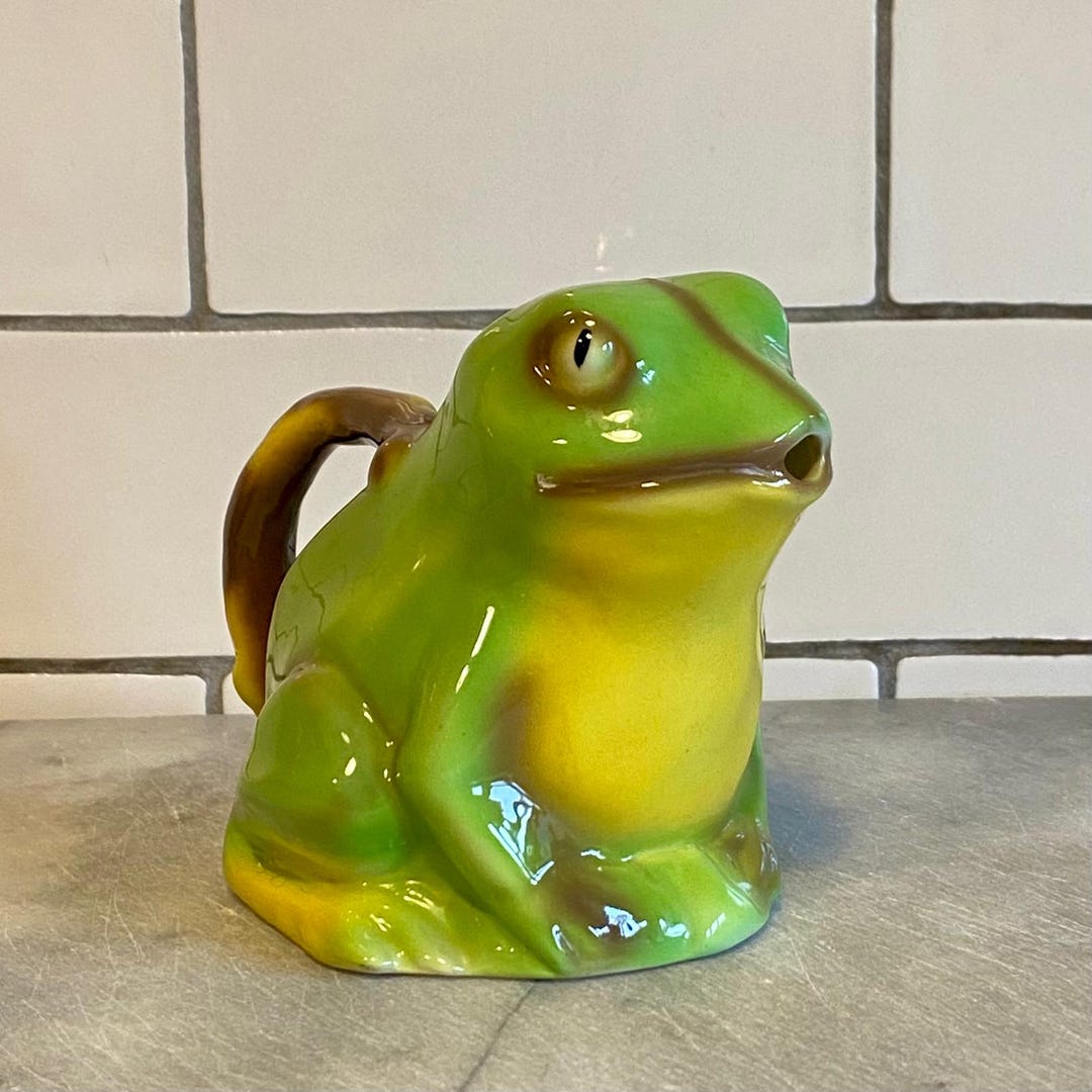 Vintage Green Frog Figure, Tony Wood Studio Pottery, Frog Jug, Gift for ...