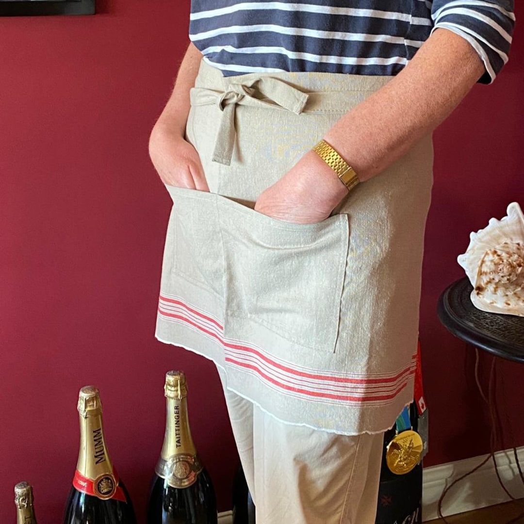 Vintage Linen Apron, French Style Barman's Apron With Front Pocket ...