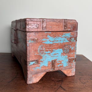 Antique Indian Box, Wooden Boho Box, Indian Merchants Cash Box, Shabby ...