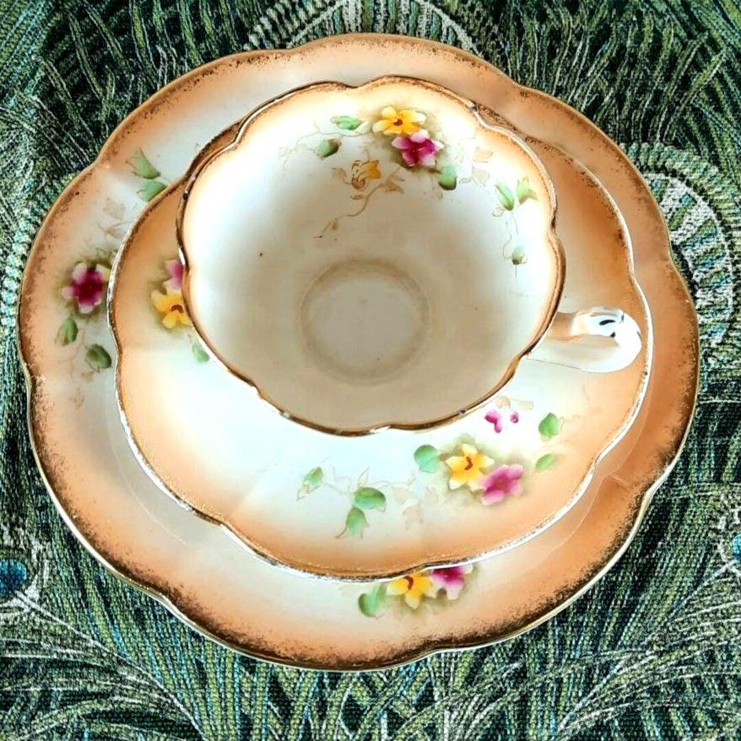 1950s China Tea Cup and Saucer, Vintage Trio Teacup and Side Plate - Etsy
