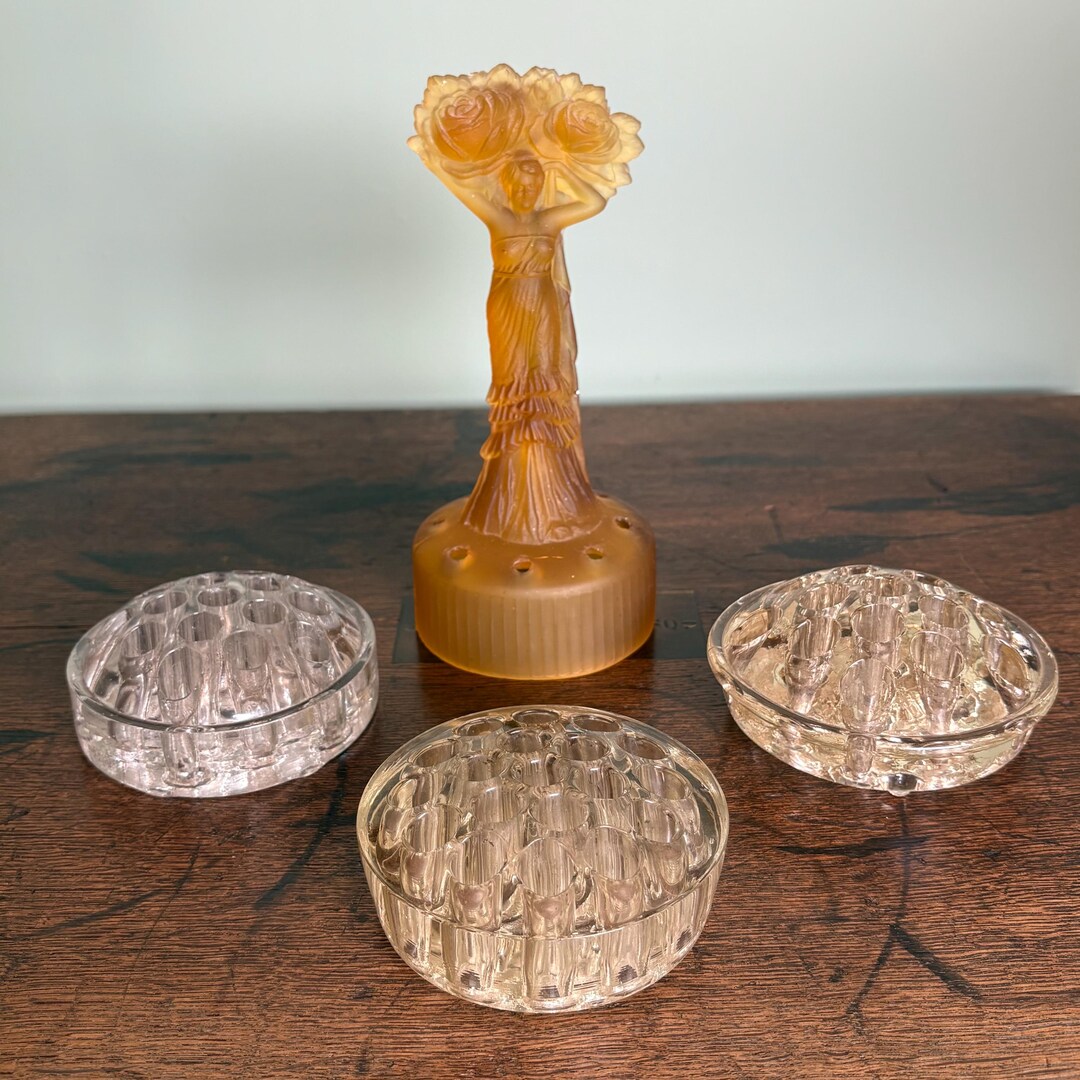 Vintage Glass Vase Frog, Amber Sowerby Statue, Florist Flower ...