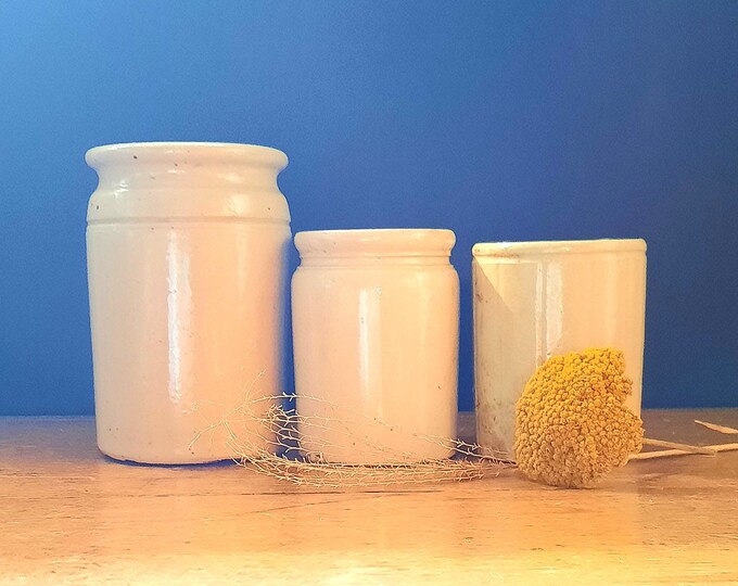 English Ironstone Jam Pots, Vintage Preserve Pots, Kitchen Utensils ...