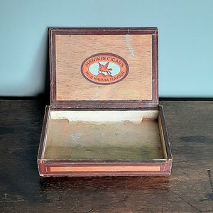 Vintage Wooden Cigar Box, Hunter and Co Indian Cigars, Old Wooden ...