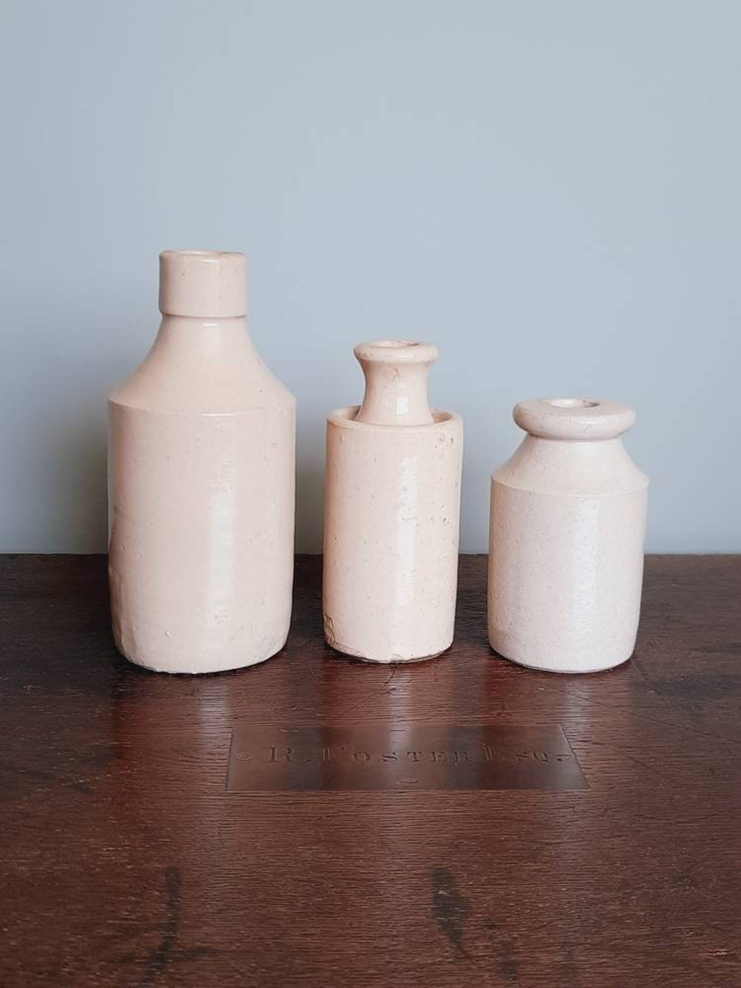 Vintage Stoneware Bottles Rustic Farmhouse Kitchen Cottage - Etsy