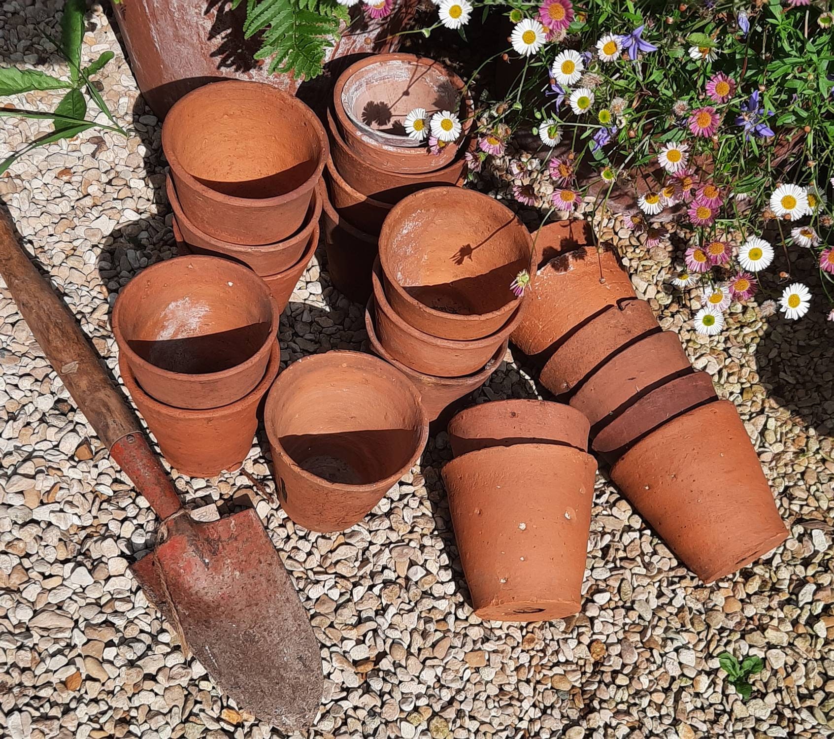 Antique Terracotta Flower Pots, Edwardian Hand Thrown Seedling Pots ...