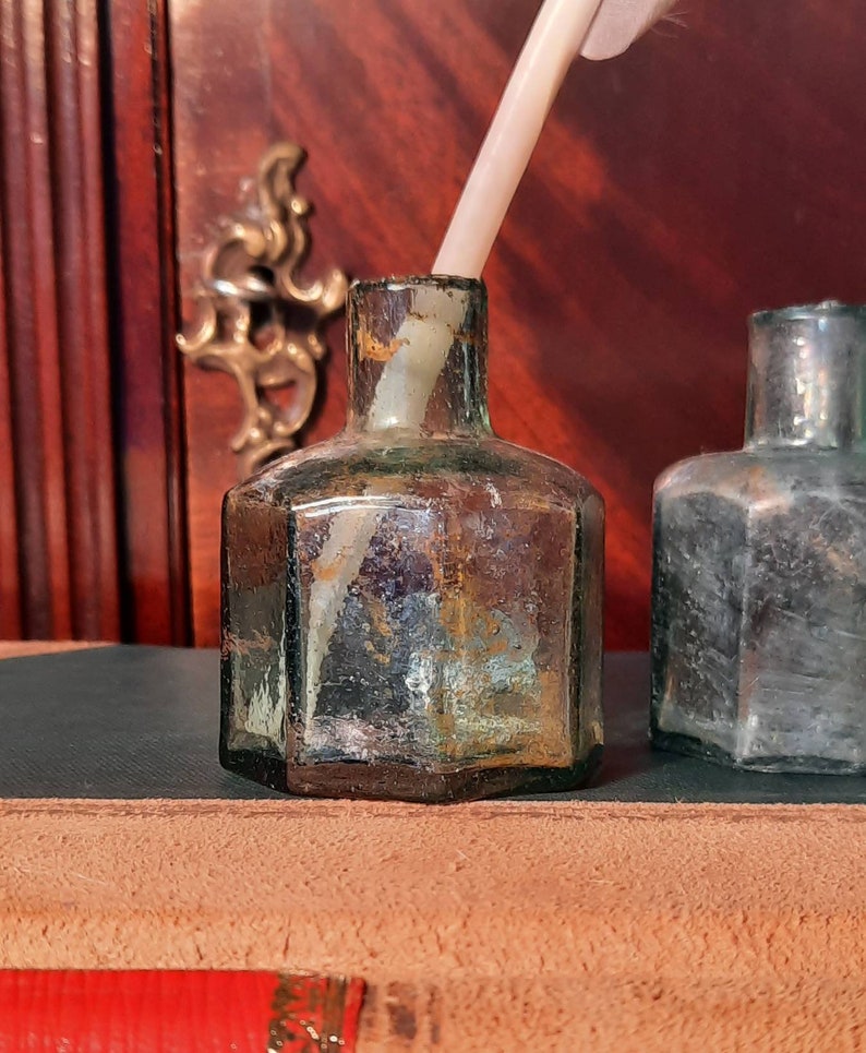 Antique Victorian Glass Ink Bottle 1800's Octagonal Ink - Etsy UK
