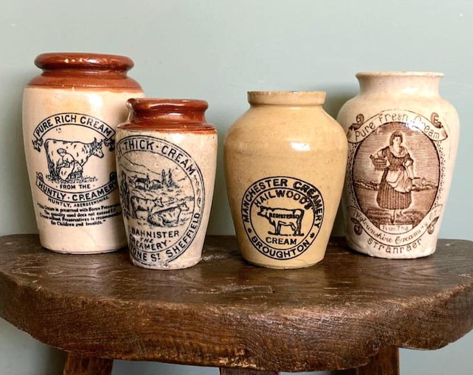 Victorian Stoneware Dairy Cream Pot, 1800's Pot With Advertising ...