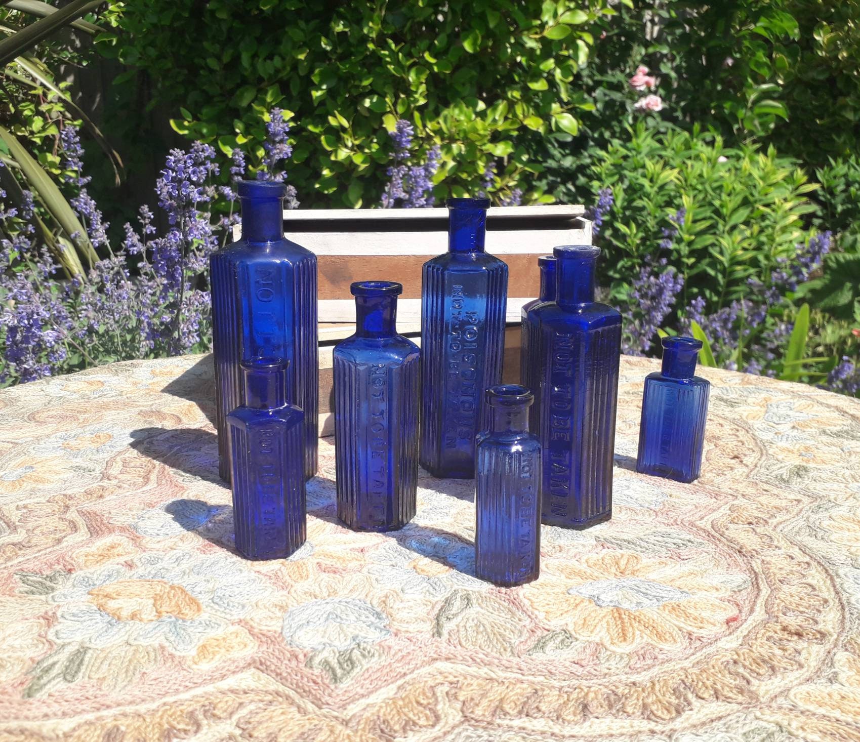 Antique Blue Chemist Poison Bottles Bristol Blue Glass | Etsy UK