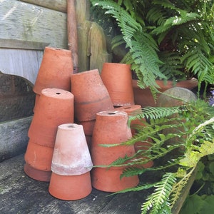 Antique Terracotta Flower Pots, Edwardian Hand Thrown Seedling Pots ...