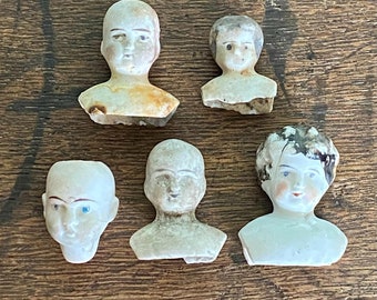 Antique Bisque Dolls Heads, 1800's German Porcelain Small Doll Head ...