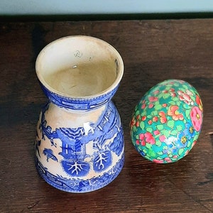 Victorian Willow Pattern Egg Cup, Double Ended Goose Egg Cup, Blue and ...