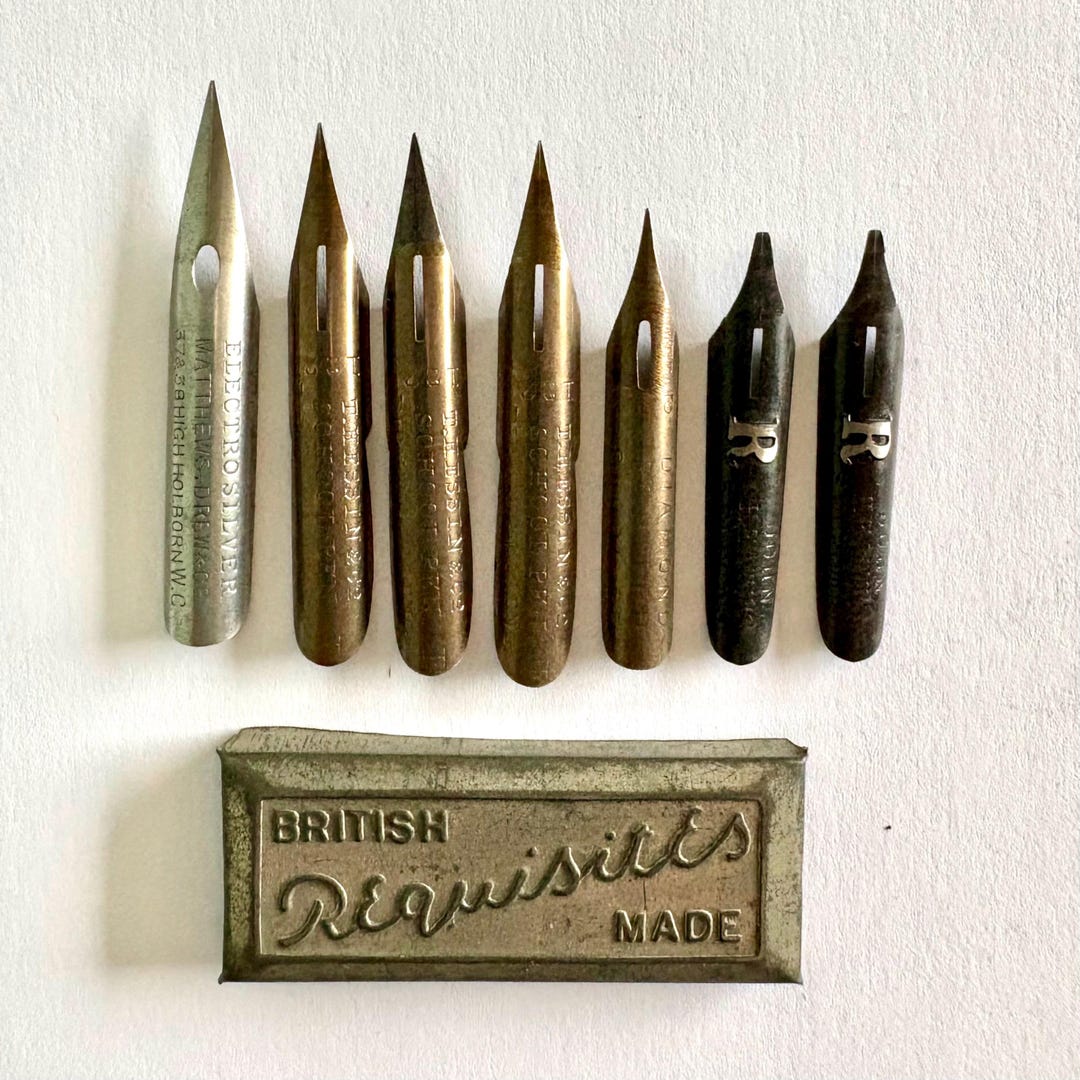 Antique Ink Pen Nib Box, Pen Collectables, Dipping Ink Nibs Tin ...
