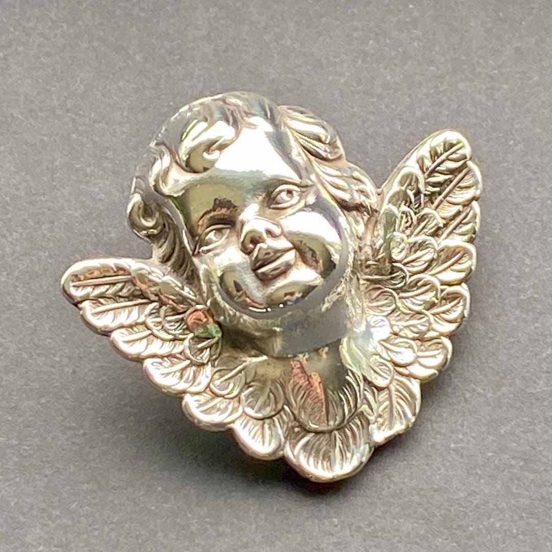 Vintage Silver Cherub Figure, Baby Angel, Christening Gift, Silver ...