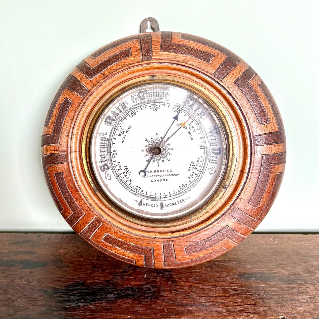 Antique Oak Mounted Barometer by W H Harling Finsbury - Etsy UK
