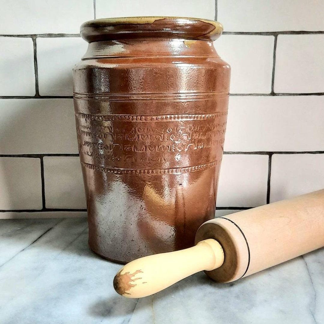 Large Stoneware Salt Glaze Jar, Vintage Cottage Homeware, Kitchen ...