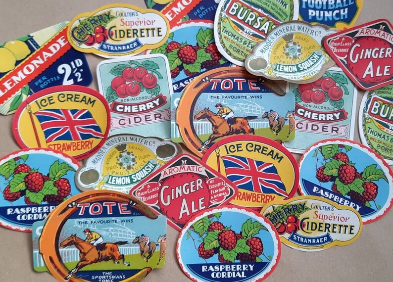 Original 1950's Bottle Labels Vintage Graphic Design | Etsy
