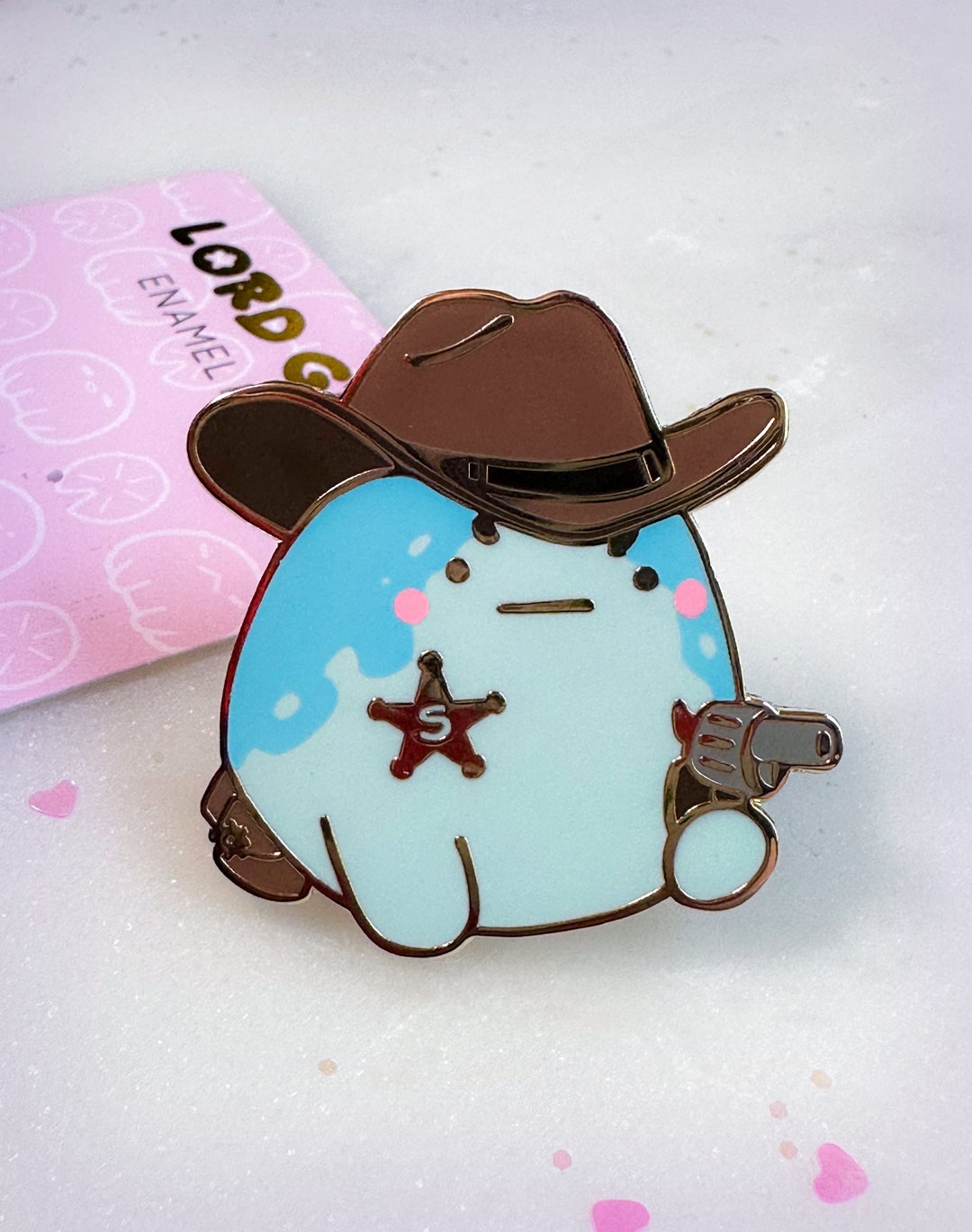 Cowboy Frog Froggy Pin Enamel Sheriff Blue Poison Dark Frog Cute Brooch ...